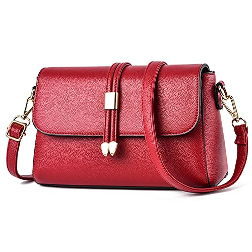 FANDARE Ladies Shoulder bag Womens Crossbody Bag Women Business Satchel Messenger Bag Travel Shopping Cross-Body Handbags Waterproof PU Leather Red