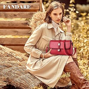 FANDARE Ladies Shoulder bag Womens Crossbody Bag Women Business Satchel Messenger Bag Travel Shopping Cross-Body Handbags Waterproof PU Leather Red