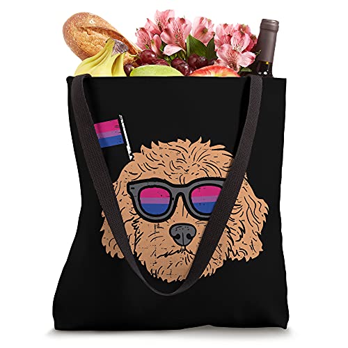 Goldendoodle Dog Glasses LGBTQ Bisexual Flag Gay Pride Bi Tote Bag