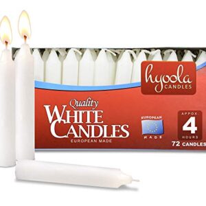 Hyoola White Candles - Short Candlesticks - 5 Inch Candle Sticks (12cm) - 4 Hour Burn Time (72 Pack), European Made