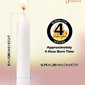 Hyoola White Candles - Short Candlesticks - 5 Inch Candle Sticks (12cm) - 4 Hour Burn Time (72 Pack), European Made