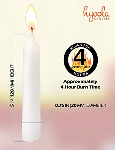 Hyoola White Candles - Short Candlesticks - 5 Inch Candle Sticks (12cm) - 4 Hour Burn Time (72 Pack), European Made