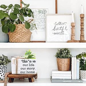 This Is Us Decorative White Books Set Our Life Our Story Our Home Book Stack with Twine Greenery Farmhouse Wooden Books This Is Us Tiered Tray Decor Rustic Home Decorations Coffee Table Books