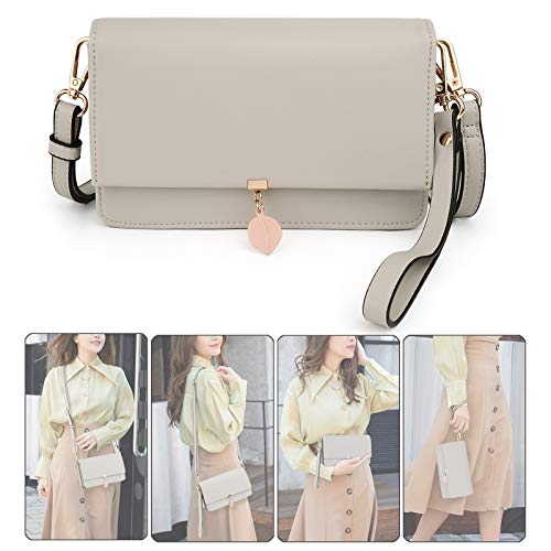 UTO Crossbody Bags for Women Leather Wallet with Wristlet Card Phone Checkbook Passport Organizer Ladies Clutch Purse Crossie Grey