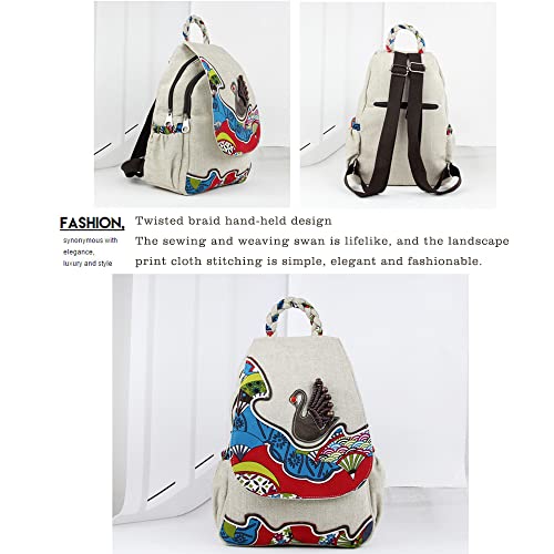 HUANGGUOSHU Hippie Backpack Purse for Women - Small Convertible Backpack Sling Bag with Mushroom Boho Fashion Statement(Flower B)