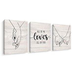 kercan canvas wall art decor for bedroom living room, love and hand in hand canvas prints artwork home decoration, stretched and framed ready to hang (12x16 inch,beige)