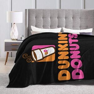 Dunkin Donuts Logo 3D Print Flannel Fleece Blanket Throw Reversible Super Soft Warm Cozy Comforter Blankets Fall Winter Blanket