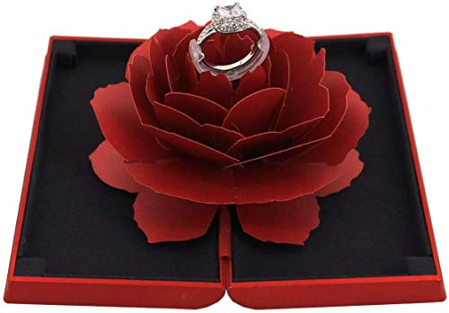 Lexon Romantic Red Rose Propose Ring Jewelry Box Marriage Wedding Ceremony Ring Box