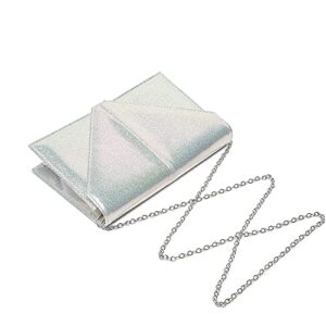 LAM GALLERY Sparkle Chain Crossbody Bag Bling Evening Clutch Purse for Wedding Party Shiny Shoulder Handbag (Reflective Silver)