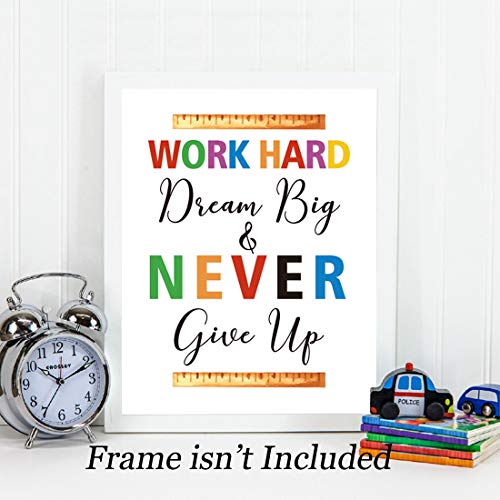 HPNIUB Colorful Words Art Prints, Set of 6 (8”X10”), Inspirational Quotes Motivational Saying Canvas Poster, Rainbow World Crayon Ink Splatters Wall Art for Nursery Classroom Kids Playroom, No Frame