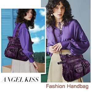 Angel Kiss Purses and Handbag for Women Soft PU Leather Shoulder Handbag Women Tote Satchel Bags Top Handle Satchel