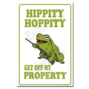 jackgold hippity hoppity get off my property frog no tresspassing novelty sign – 8″x12″ retro metal sign warning vintage sign bar cafe wall decor