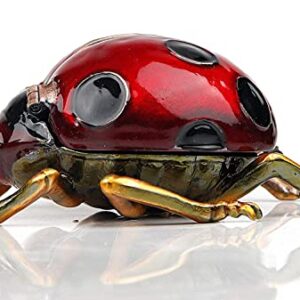 SEVENBEES Red Ladybug Figurines CollectiblesTrinket Box Hinged With Rich Enamel And Sparkling Rhinestones Jewelry Boxes Gift