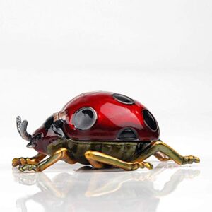 SEVENBEES Red Ladybug Figurines CollectiblesTrinket Box Hinged With Rich Enamel And Sparkling Rhinestones Jewelry Boxes Gift