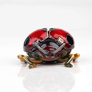 SEVENBEES Red Ladybug Figurines CollectiblesTrinket Box Hinged With Rich Enamel And Sparkling Rhinestones Jewelry Boxes Gift