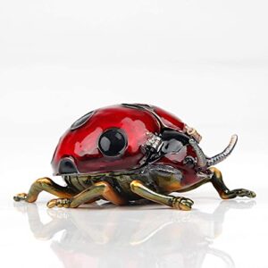 SEVENBEES Red Ladybug Figurines CollectiblesTrinket Box Hinged With Rich Enamel And Sparkling Rhinestones Jewelry Boxes Gift