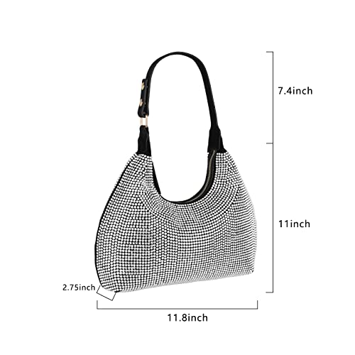 GripIt Rhinestone Handbag Purse Black Clutch Purses for Women Evening Shoulder Diamond Purse Bling Crystal Bag purses for Wedding Prom