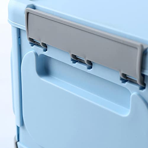 Collapsible Storage Bins with Lid&Handle Stackable Organizer Bins, Blue, 2 Pack