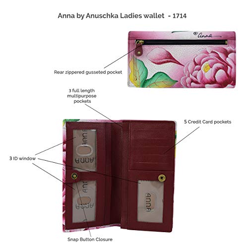 Anna by Anuschka Women's Genuine Leather Hand Painted Clutch Wallet - Precious Peony