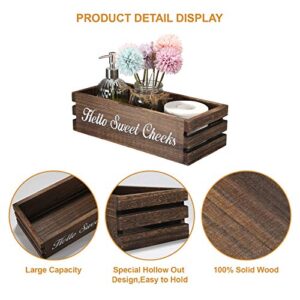 VOOWO Funny Bathroom Decor Box, Farmhouse Bathroom Decor Toilet Paper Holder Box, Toilet Tray Basket, Rustic Home Decor Box for Bathroom, Counter and Kitchen