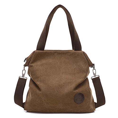 Women's Multi-pocket Shoulder Bag, Fashion Cotton Canvas Handbag Large Tote Purse, Vintage Hobo Top Tote Handle Multifunction Beach Casual Satchel Shopping Crossbody Bag