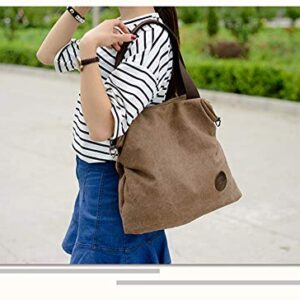 Women's Multi-pocket Shoulder Bag, Fashion Cotton Canvas Handbag Large Tote Purse, Vintage Hobo Top Tote Handle Multifunction Beach Casual Satchel Shopping Crossbody Bag