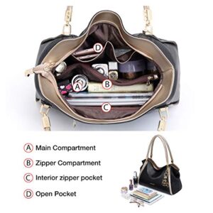 Women Leather Handbag Purse Lady Work Tote Shoulder Bag Top Handle Bag Satchel Carryall Ladies Pocketbooks (black2)