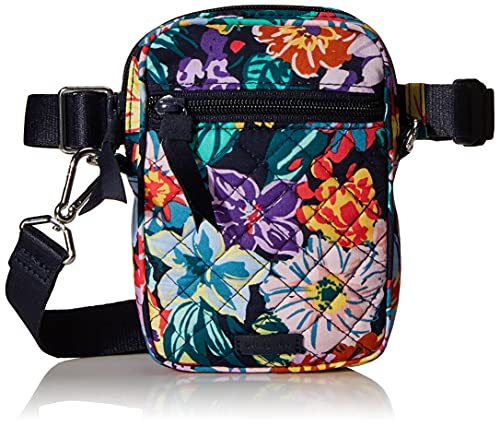 Vera Bradley Women's Cotton Small Convertible Crossbody Purse With RFID Protection, Happy Blooms, One Size