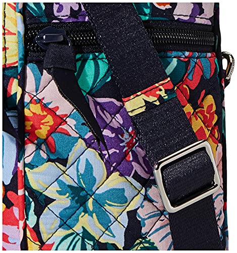 Vera Bradley Women's Cotton Small Convertible Crossbody Purse With RFID Protection, Happy Blooms, One Size