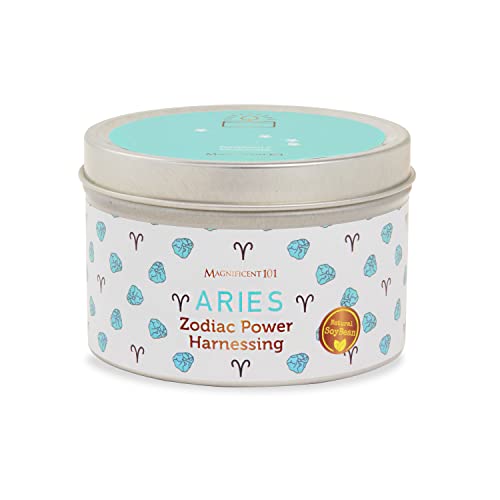 Magnificent 101 Aries Zodiac Sign Candle – Scented Soy Wax Candle – Choose Your Birthdate – Make Great Holiday Gifts for Astrology Fans – 6oz Tin Holder Ideal for Men’s and Women’s Décor Style