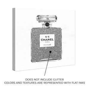 The Oliver Gal Artist Co. Fashion and Glam Wall Art Canvas Prints 'Silver Classic Number 5' Perfumes Home Décor, 30 in x 30 in, Gray, White