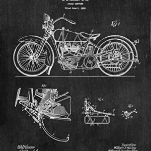 Motorcycle Patent Art Prints - Set of SIX 8"x10" - Wall Decor - Great Gift for Motorcycle Lovers - Chalkboard