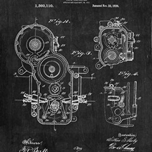 Motorcycle Patent Art Prints - Set of SIX 8"x10" - Wall Decor - Great Gift for Motorcycle Lovers - Chalkboard