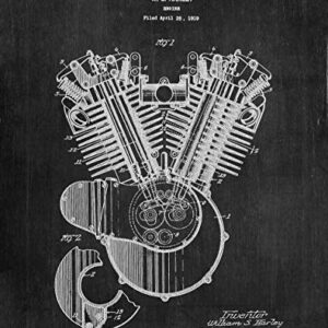 Motorcycle Patent Art Prints - Set of SIX 8"x10" - Wall Decor - Great Gift for Motorcycle Lovers - Chalkboard