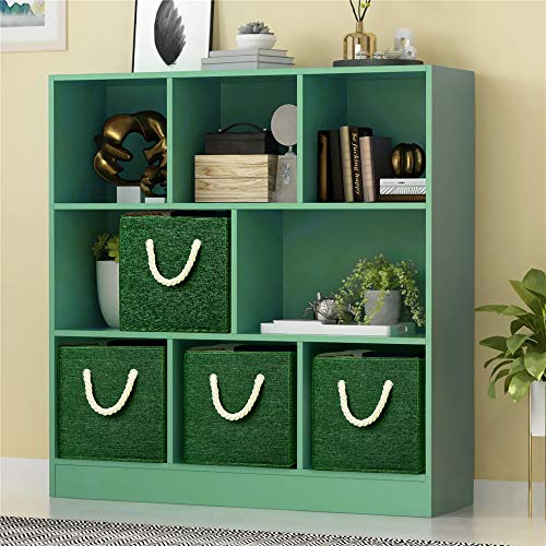 Foldable Fabric Green Cube Storage Bins Cloth Cube Storage Organizer Bin with Cotton Rops 10.5x10.5x11 In Collapsible Clothes Storage Cubes Baskets Drawers Organizer Cubicle Storage Boxes for Organizing Closet Shelves ,Q-ST-50-3