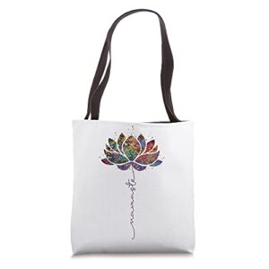 lotus flower namaste yoga watercolor meditation zen bohemian tote bag