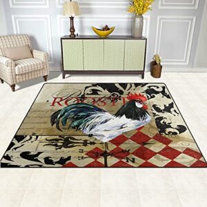 MNSRUU Area Rug Domestic Farm Rooster Entry Carpet Nursery Rugs for Living Room Bedroom Playroom Rug 63"x48" Clearance