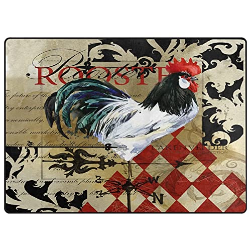 MNSRUU Area Rug Domestic Farm Rooster Entry Carpet Nursery Rugs for Living Room Bedroom Playroom Rug 63"x48" Clearance