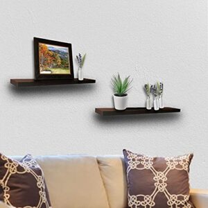 InPlace Shelving, 9604650E, Floating Wall Shelves, 48 Inch Width x 10.2 Inch Depth x 2 Inch Height, Set of 2, Espresso