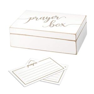 lillian rose white distressed box with prayer cards, 6.5″, off-white (bx115)