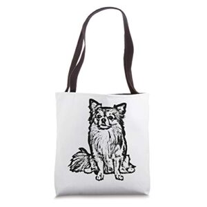 chihuahua long hair dog lover black for women men tote bag