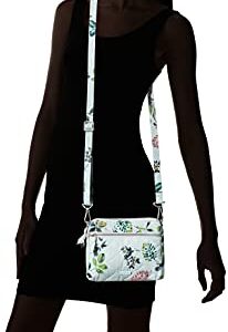 Vera Bradley Women's Performance Twill RFID Medium Triple Compartment Crossbody Purse, Seawater Blooms, One Size