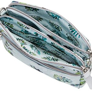 Vera Bradley Women's Performance Twill RFID Medium Triple Compartment Crossbody Purse, Seawater Blooms, One Size