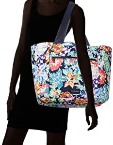 Vera Bradley Women's Recycled Lighten Up Reactive Drawstring Family Tote Bag, Happy Blooms Cross-Stitch, One Size