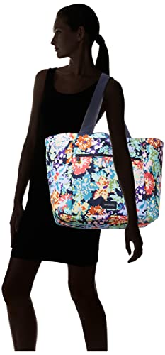 Vera Bradley Women's Recycled Lighten Up Reactive Drawstring Family Tote Bag, Happy Blooms Cross-Stitch, One Size