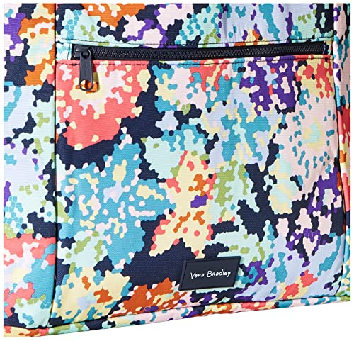 Vera Bradley Women's Recycled Lighten Up Reactive Drawstring Family Tote Bag, Happy Blooms Cross-Stitch, One Size