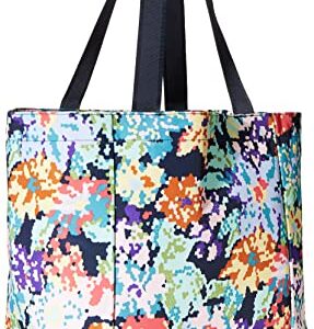 Vera Bradley Women's Recycled Lighten Up Reactive Drawstring Family Tote Bag, Happy Blooms Cross-Stitch, One Size