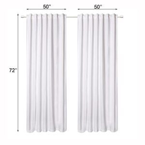 Hausattire White Cotton Window Curtains 50x72 Inches - Set of 2, Reverse Tab Top Curtain Panels in Cotton Slub Duck Fabric for Kitchen, Living Room, Bedroom, Farmhouse Drapes