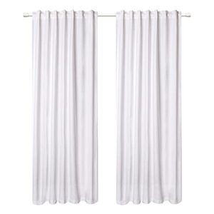 Hausattire White Cotton Window Curtains 50x72 Inches - Set of 2, Reverse Tab Top Curtain Panels in Cotton Slub Duck Fabric for Kitchen, Living Room, Bedroom, Farmhouse Drapes