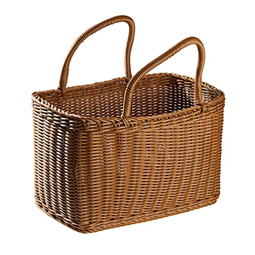 HEALLILY African Market Basket Flower Basket Large Oval Woven Straw Basket with Handle Grocery Bag Shopping Bag Home Storage Organizer